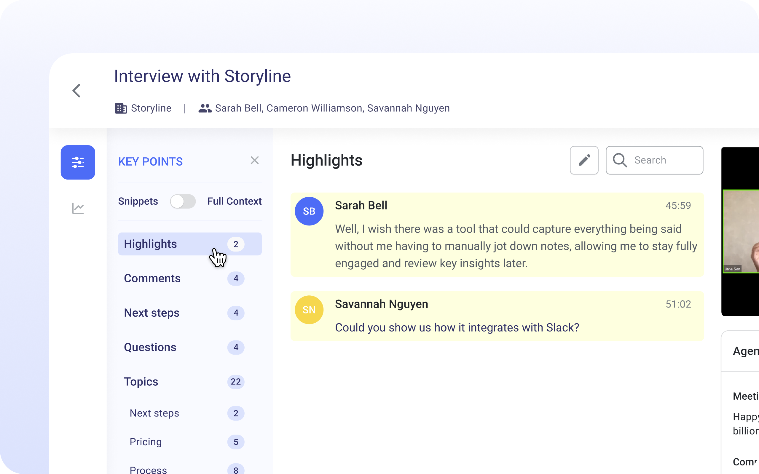 How to highlight key moments in your transcript during the meeting ...