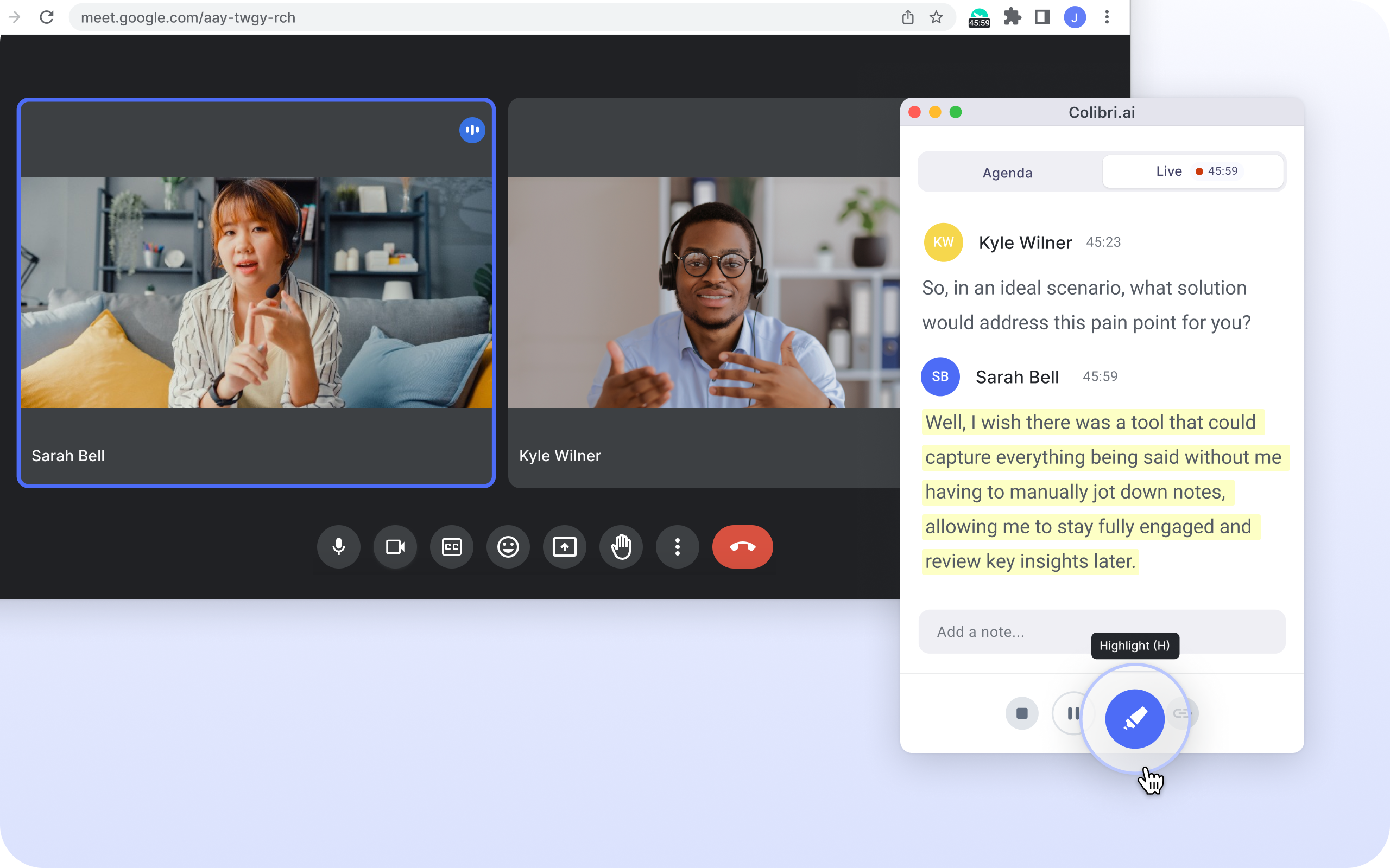 How to highlight key moments in your transcript during the meeting ...